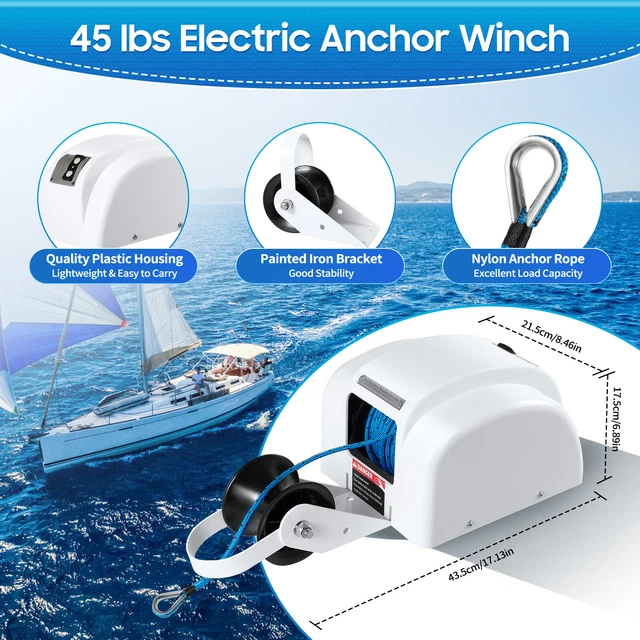 ELECTRIC WINDLASS ANCHOR Saltwater Boat Winch Marine w/ Wireless Remote ...