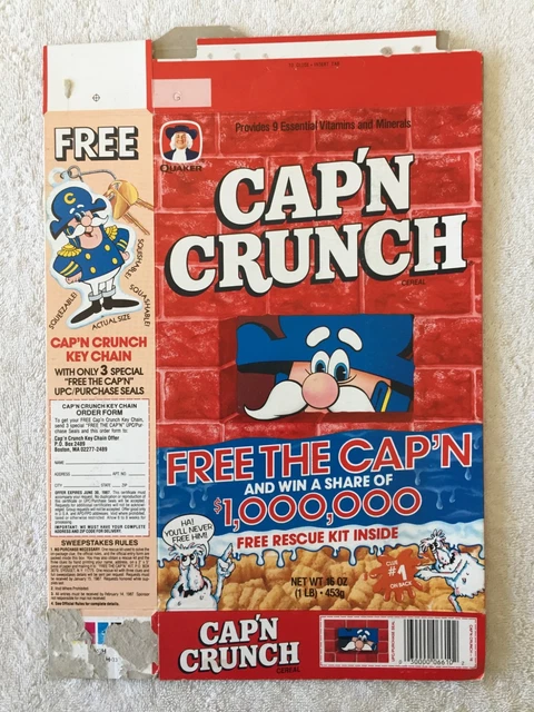 RARE QUAKER OATS CAPN CRUNCH Cereal Box with one million dollar contest ...