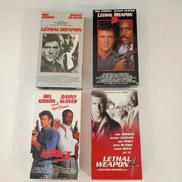 LETHAL WEAPON COMPLETE Movie Collection VHS Lot 1-4 Mel Gibson Danny ...