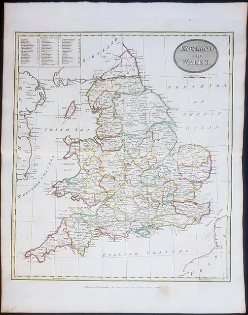ANTIQUE PRINT STOCKDALE map 1798 england wales england gales antique ...