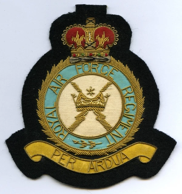 RAF REGIMENT BULLION And Wire Embroidered Crest Badge £10.00 - PicClick UK