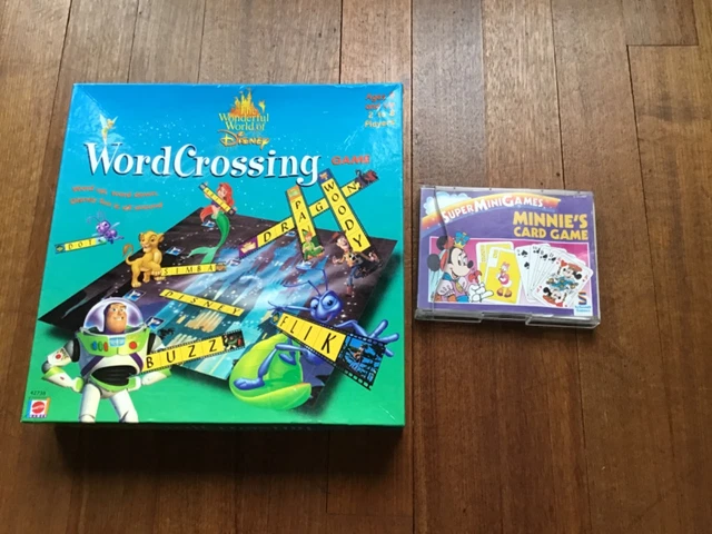 DISNEY - WORD CROSSING boardgame by Mattel + a Minnie's card game ...