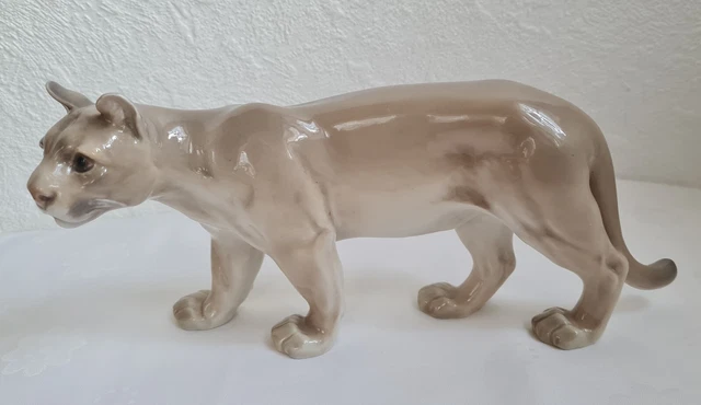 PORCELAIN FIGURINE PUMA Bing & Gröndhal 1584 Dahl Jensen Copenhagen Cat ...