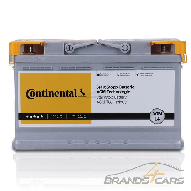 CONTINENTAL AUTOBATTERIE 12V STARTERBATTERIE 80Ah 800A AGM L4 MIT START ...