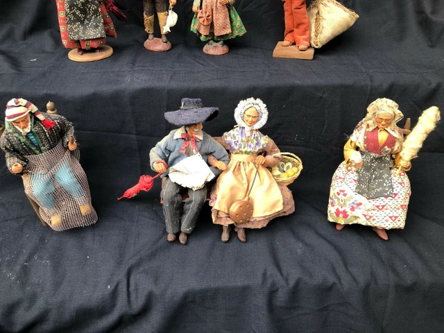 ENSEMBLE DE 10 anciens SANTONS de PROVENCE dont 3 signés R BLANC/1 H ...