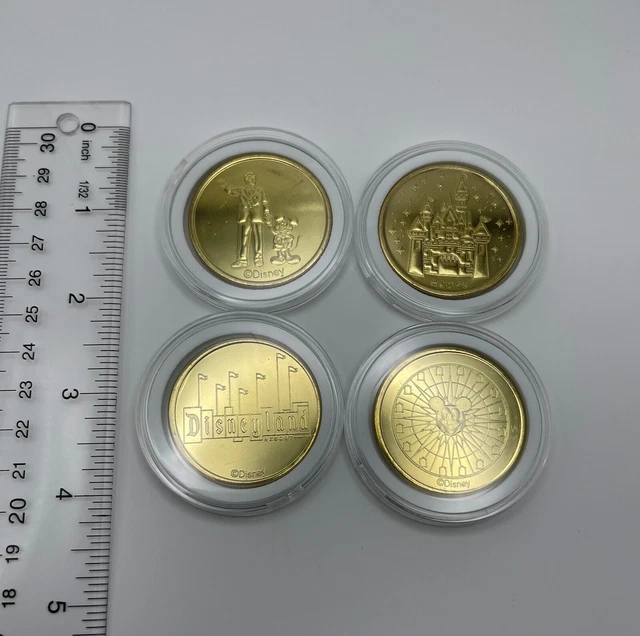 DISNEY MAGIC KEY Terrace Medallion Gold Coin Set of 4 Walt Disney ...