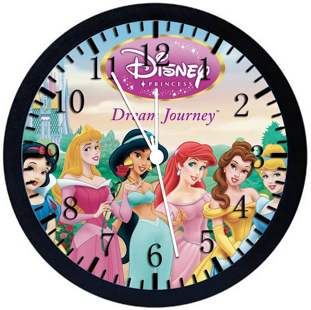 DISNEY PRINCESS BLACK Frame Wall Clock Nice For Decor or Gifts W228 $19 ...