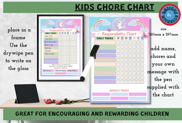 UNICORN REWARD CHART behaviour chart responsibility chart for teenagers ...