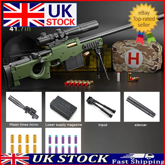 AMW/98K GUN SNIPER Rifle Soft Bullet Gun Shell Ejecting Blaster Toy Set ...