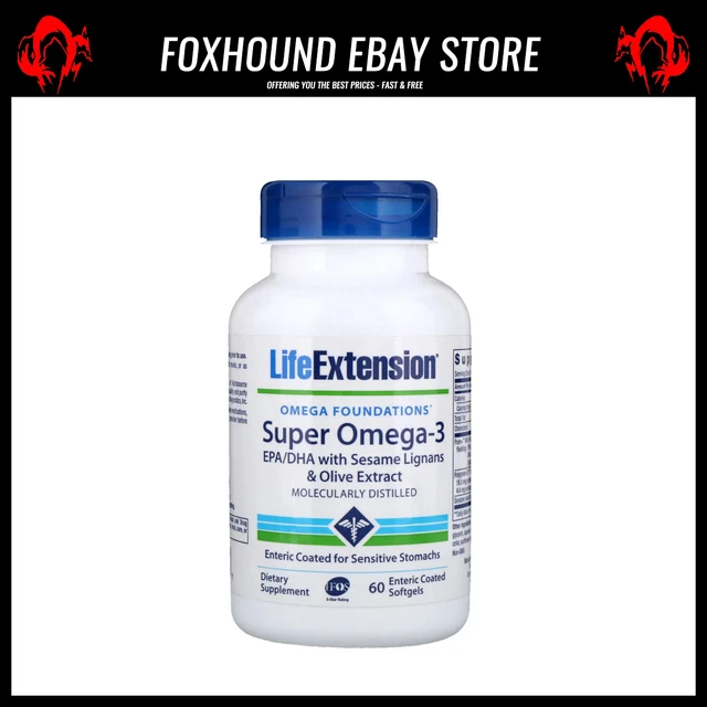 LIFE EXTENSION SUPER Omega-3 Epa/Dha With Sesame Lignans & Olive Extract - 60 En £32.17 ...