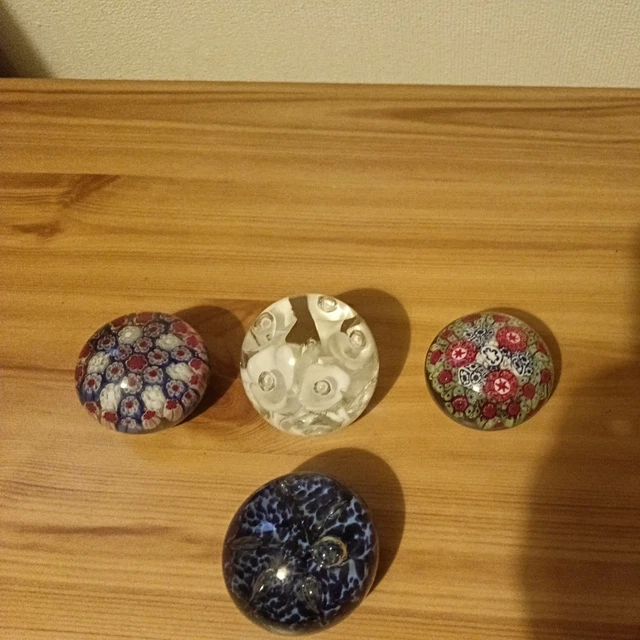 GLASS MULTI-COLORED PAPERWEIGHTS 2 Stamped with Flowers £24.61 ...