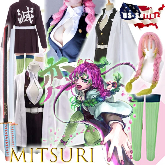ANIME DEMON SLAYER Kanroji Mitsuri Cosplay Costume Women Sexy Kimono ...
