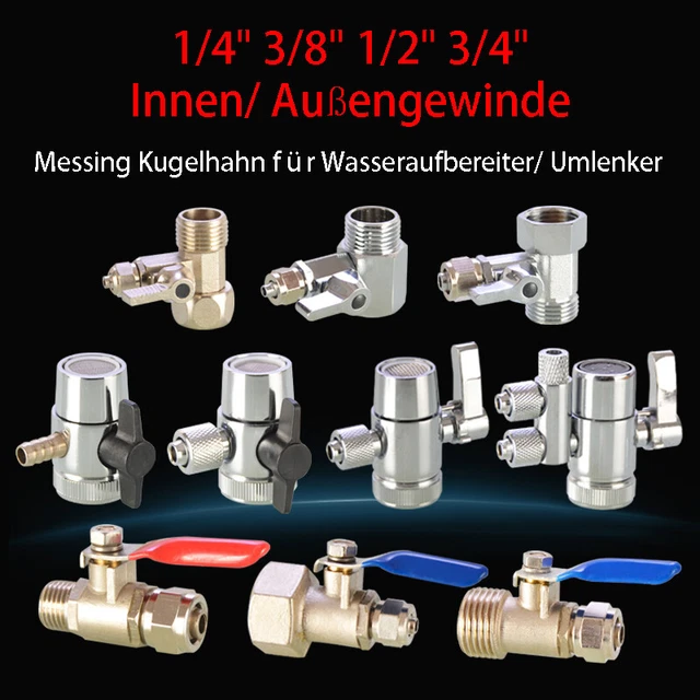 WASSERANSCHLUSS ADAPTER ABSPERRHAHN Osmoseanlage Kugelventil 1/4, 1/2 bis 3/8'' EUR 5,53 ...