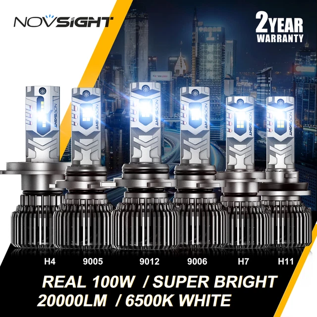 NOVSIGHT H7 H4 H11 LED Headlight Bulb Canbus Error Free 100W 20000LM 6500K White £29.99 ...