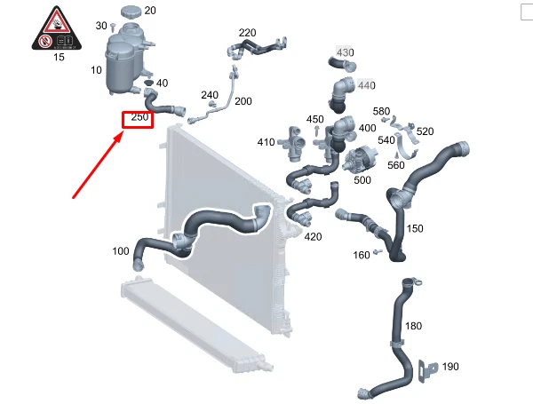 MERCEDES-BENZ C W206 C43 AMG Engine Coolant Hose A2065018101 NEW ...