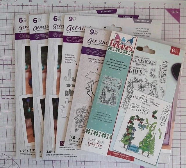 6 X GEMINI Crafters Companion Stamp And Die Sets Christmas Themed ...