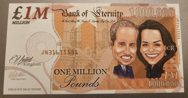 PRINCE WILLIAM KATE Middleton Million Pound Bank Note Bill Catherine ...