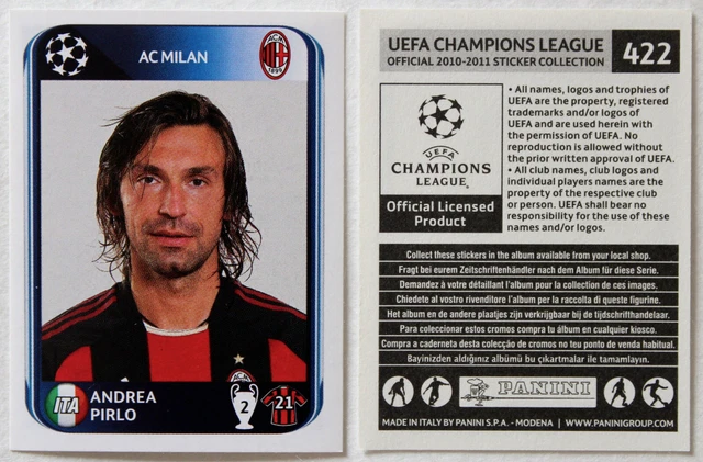 PANINI FOOTBALL STICKER Card Andrea Pirlo #422 Champions League 2010/ ...