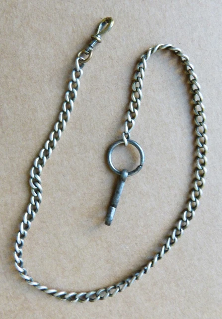 CHAINE DE MONTRE gousset en ARGENT ancien silver albert chain EUR 49,00 ...