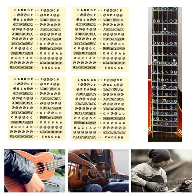 FRETS DECALS GUITAR Fretboard Notes Fretboard Note Map Ukulele Labels ...