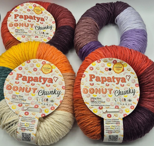 PAPATYA DONUT CHUNKY Knitting Yarn 4X 170g Donut Yarn - 100% Acrylic#21 ...