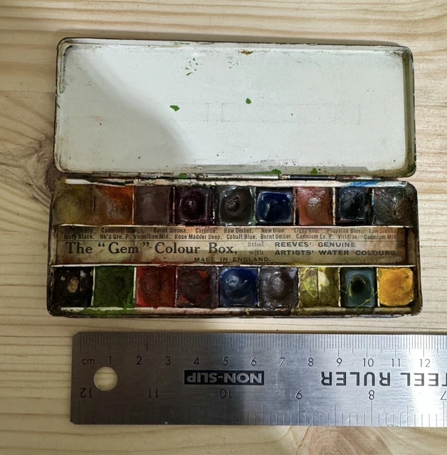 ANTIQUE , VINTAGE Reeves Gem Artists Watercolour Paint Box £95.00 - PicClick UK