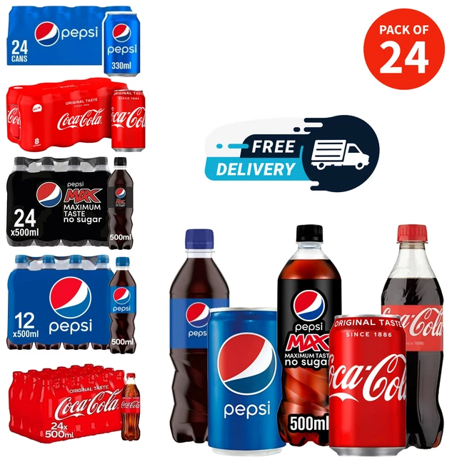 COLD DRINKS CAN Bottles Fizzy Drinks Coca Cola Coke Pepsi Pepsi Max ...