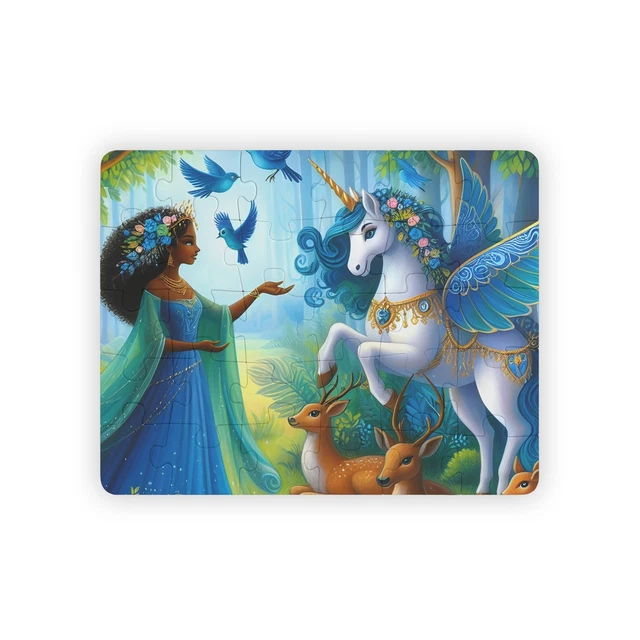 PUZZLE MYSTIQUE PRINCESSE et licorne afro-américaine pour enfants, 30 ...