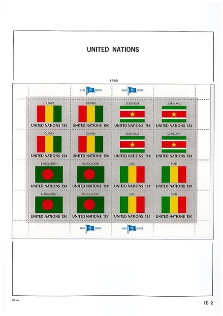 UNITED NATIONS ONU COLLECTION COMPLETE DES 58 FEUILLETS DRAPEAUX DE ...