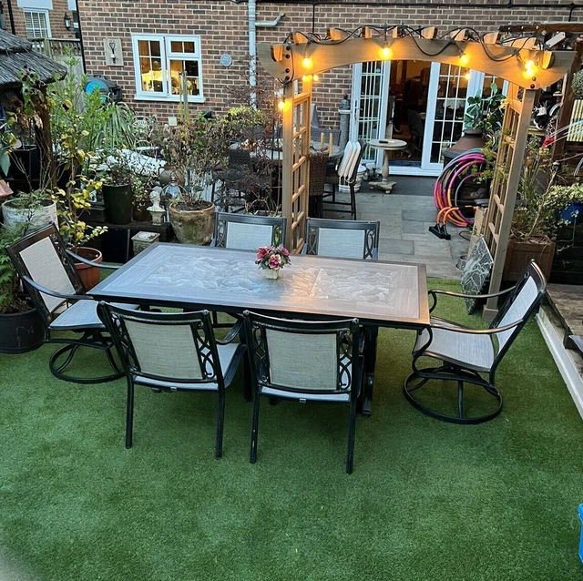 SUNVILLA HAYDEN 7 Piece Sling Dining Set Garden Table & Chairs - Patio ...