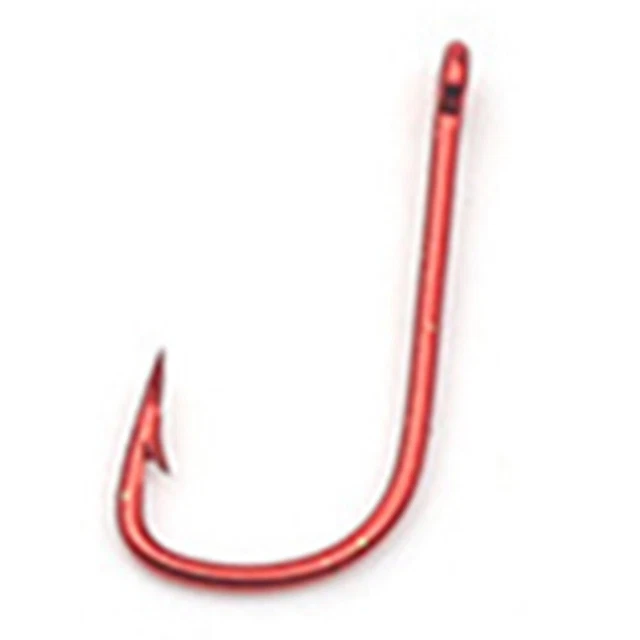 FAST ATTACK SINGLE Hooks 100pcs High Carbon Steel Fishing Hooks in Red ...