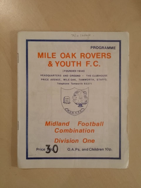 MILE OAK ROVERS & Youth v Ibstock Penistone Welfare, F.A. Vase, 1979/80 ...
