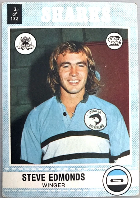 1977 SCANLENS STEVE Edmonds Cronulla Sharks Rugby League Cards $12.00 ...