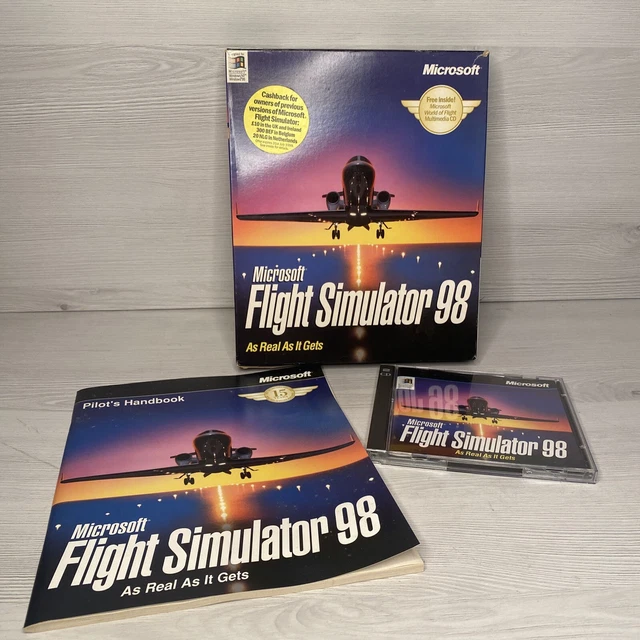MICROSOFT FLIGHT SIMULATOR 98 PC CD-ROM Big Box Game Excellent ...