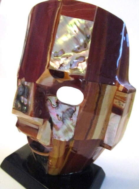 VINTAGE SHELL FACE Burial Death Mask - Abalone, Stone, Mexico Mayan ...