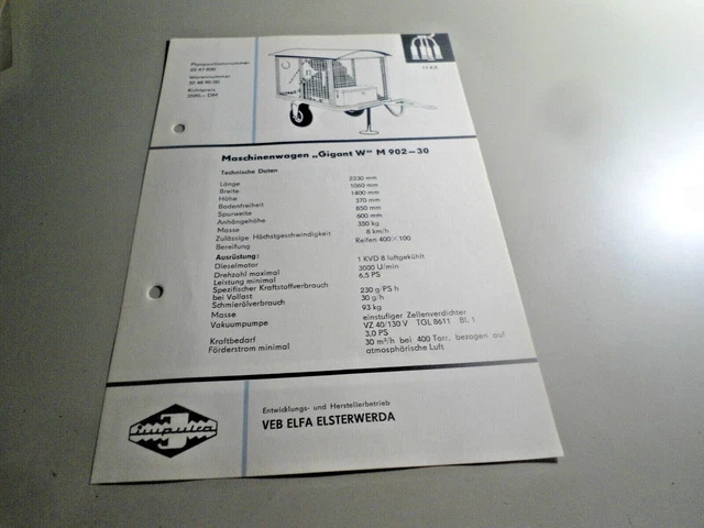 ALTES DATENBLATT LANDWIRTSCHAFT DDR Masschinenwagen Gigant M 902-30 EUR ...