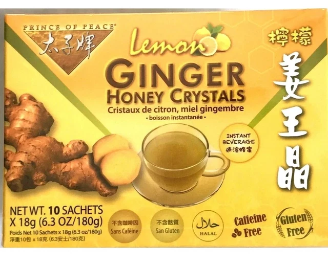 PRINCE OF PEACE Instant Lemon Ginger Honey Crystals Drink 10 Sachets 14 ...