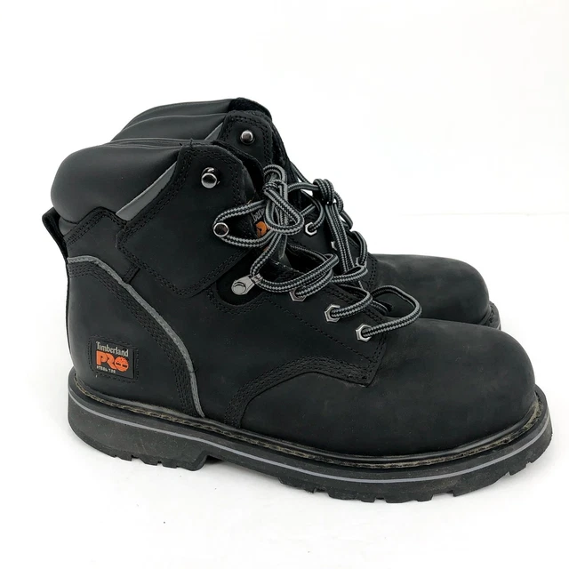 TIMBERLAND MENS PIT Boss 6" Work Boots 10 Black Steel Toe Leather SR £ ...