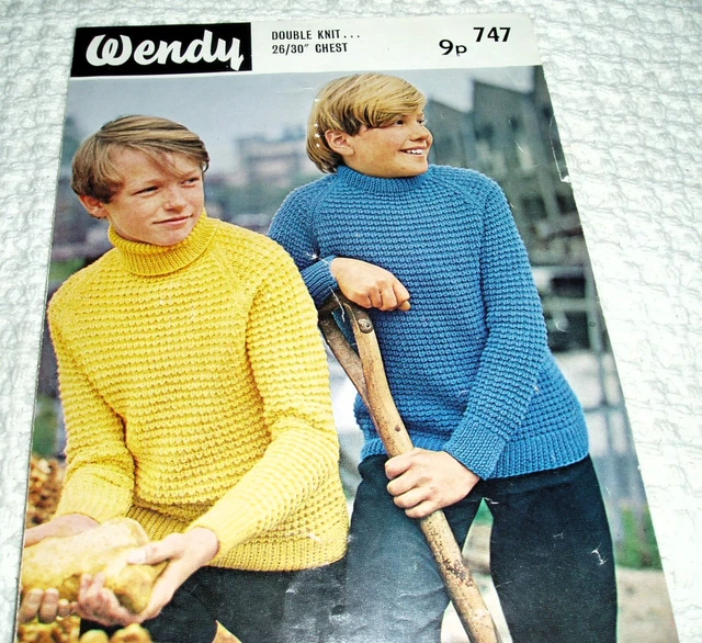 ORIGINAL VINTAGE WENDY KNITTING PATTERN No. 747 BOYS RAGLAN SWEATERS £1 ...