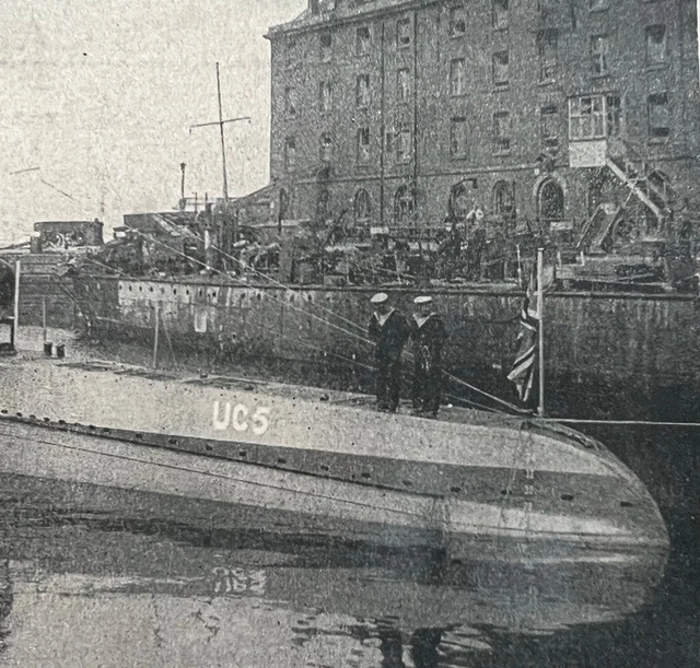 GERMAN MINE-LAYER UC5 Submarine WW1 Captured by British Destroyer1916 ...