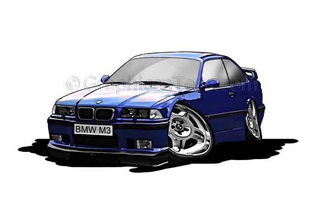 BMW M3 - E36 Blue Caricature Car Cartoon A4 Print EUR 16,58 - PicClick FR