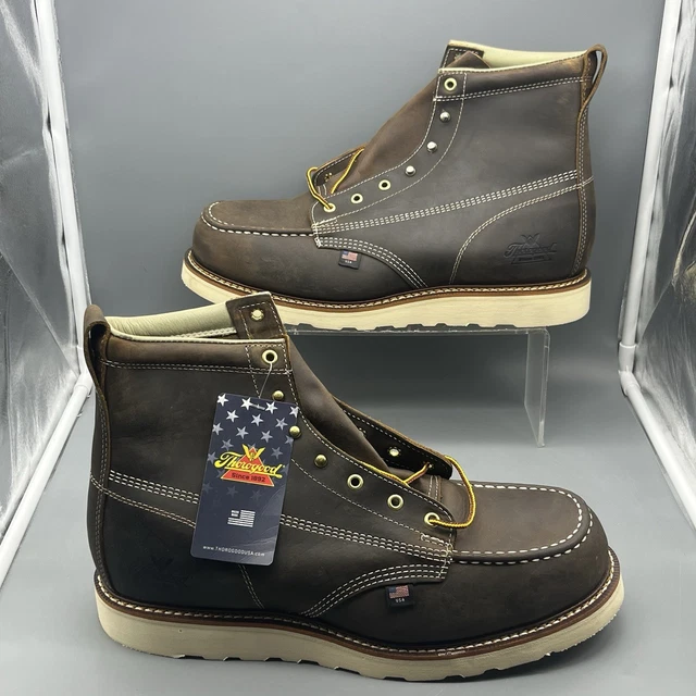 THOROGOOD 6& AH Moc Toe Mens 14 D Steel Safety Work Boots Dark Brown ...