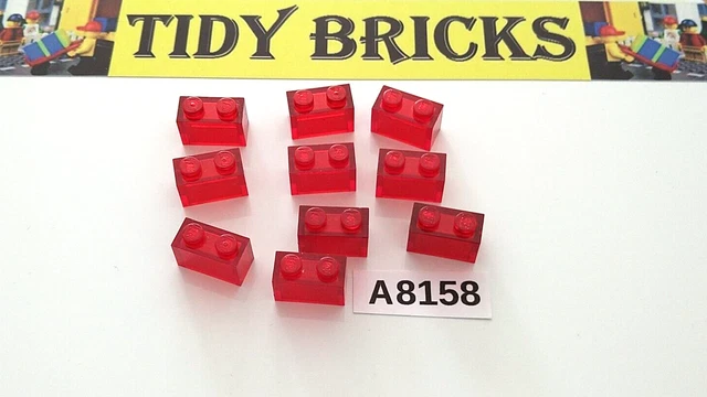LEGO GENUINE RED Transparent 2X1 Lego Bricks 10 Pieces (A8158)(26) £2. ...