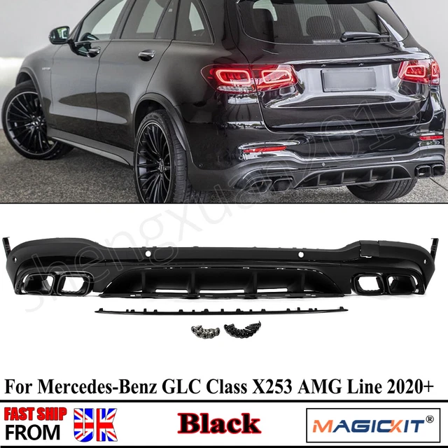 REAR BUMPER DIFFUSER Black & Tips Glc63 Style For Mercedes Benz Glc ...