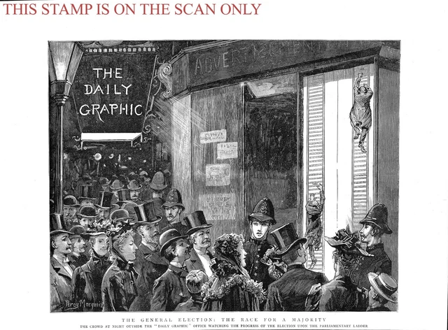 ANTIQUE 1892 PRINT General Election Race for a Majority Policemen ...