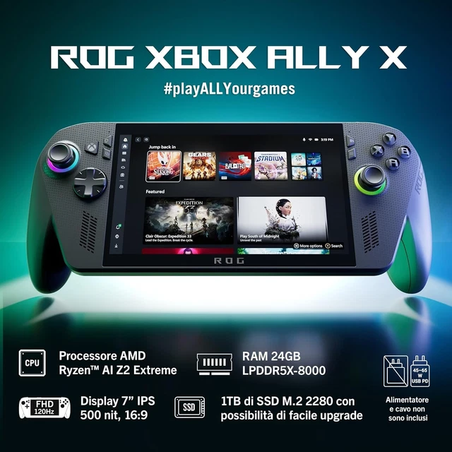 ASUS ROG XBOX Ally X RC73XA, Console Gaming RAM 24GB, 1TB EUR 1.250,00 ...