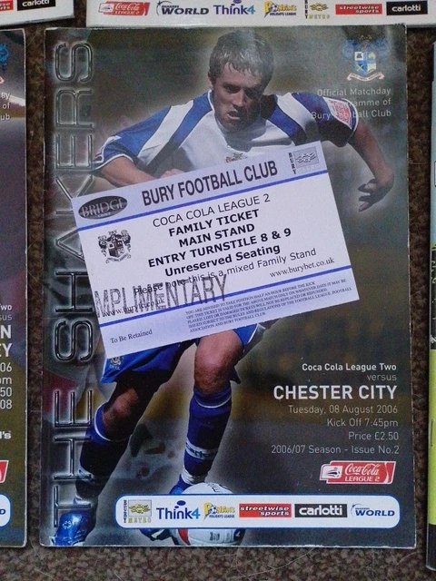 26 BURY PROGRAMMES With Tickets or Teamsheets 23 home 3 away. price ...