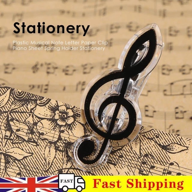 PLASTIC MUSICAL NOTE Letter Paper Clip Piano Sheet Spring Holder ...