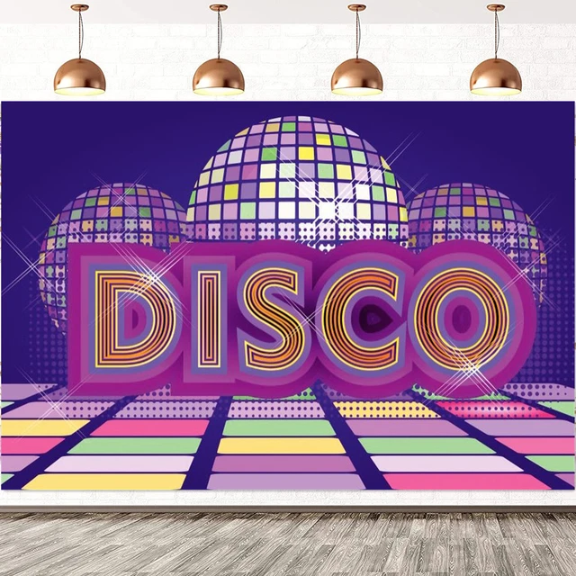 RETRO DISCO BACKDROP Birthday Party Photo Background Banner Studio ...