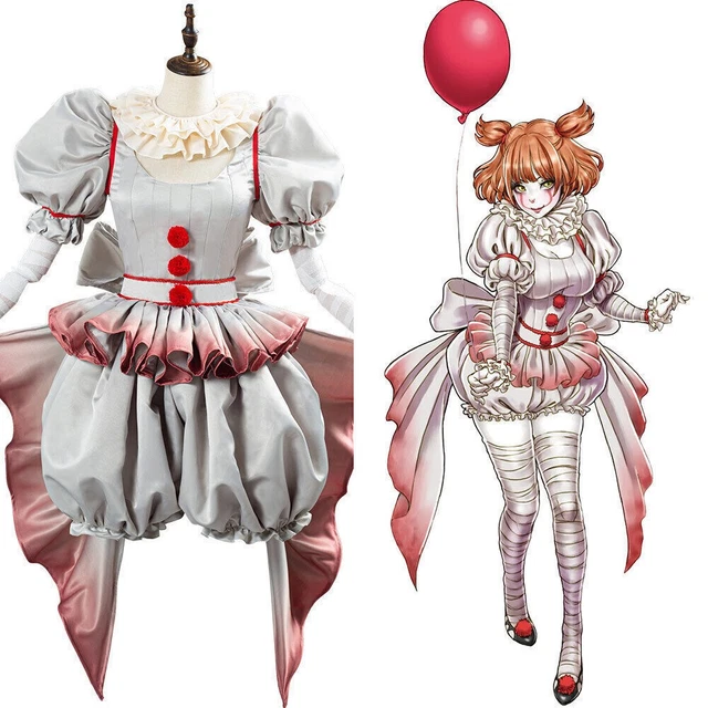 IT PENNYWISE HORROR Clown Suit Cosplay Costume Women's Halloween ...